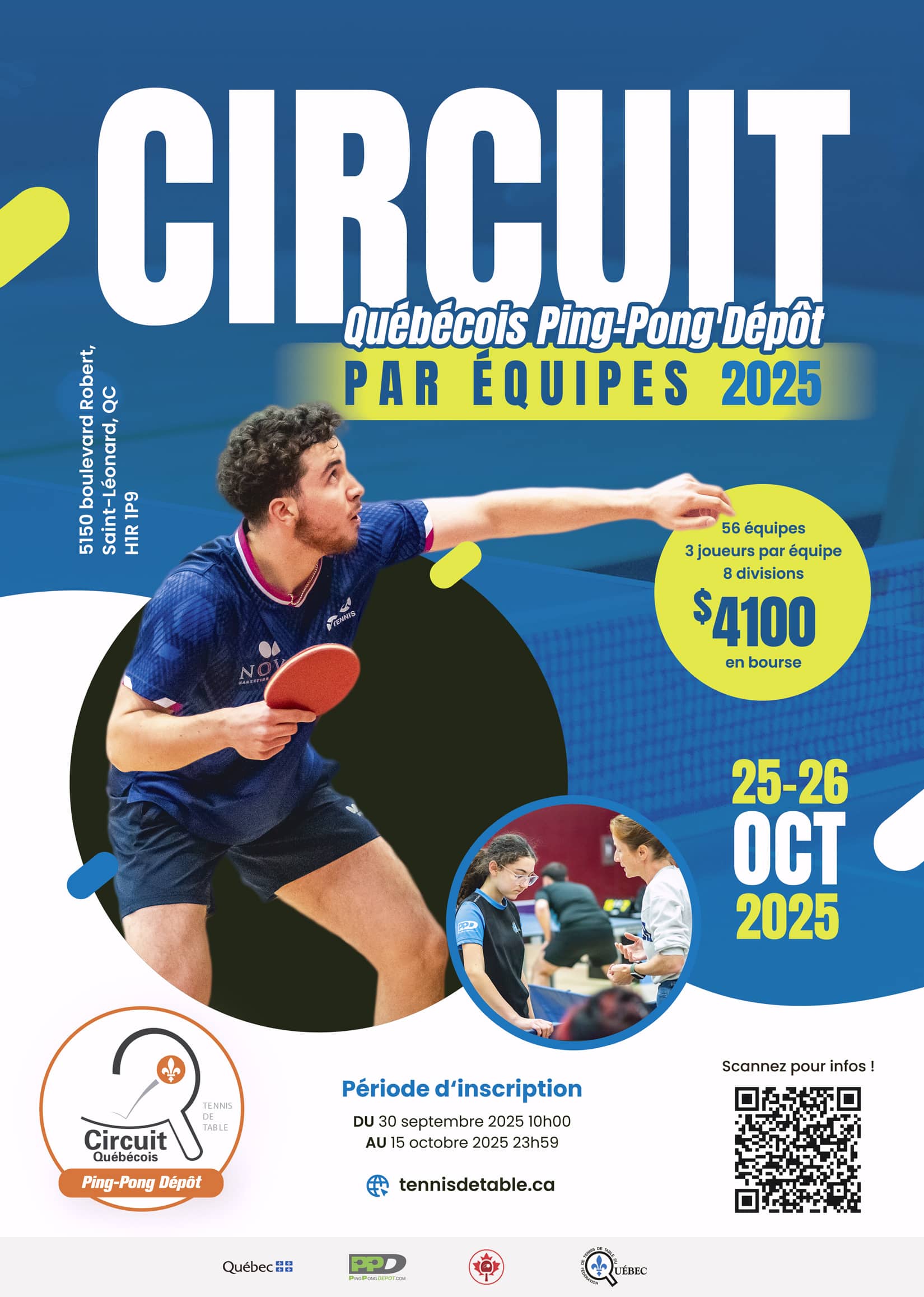 Circuit Québécois Ping-Pong Dépôt par équipes 2025 - Tennis de table Québec